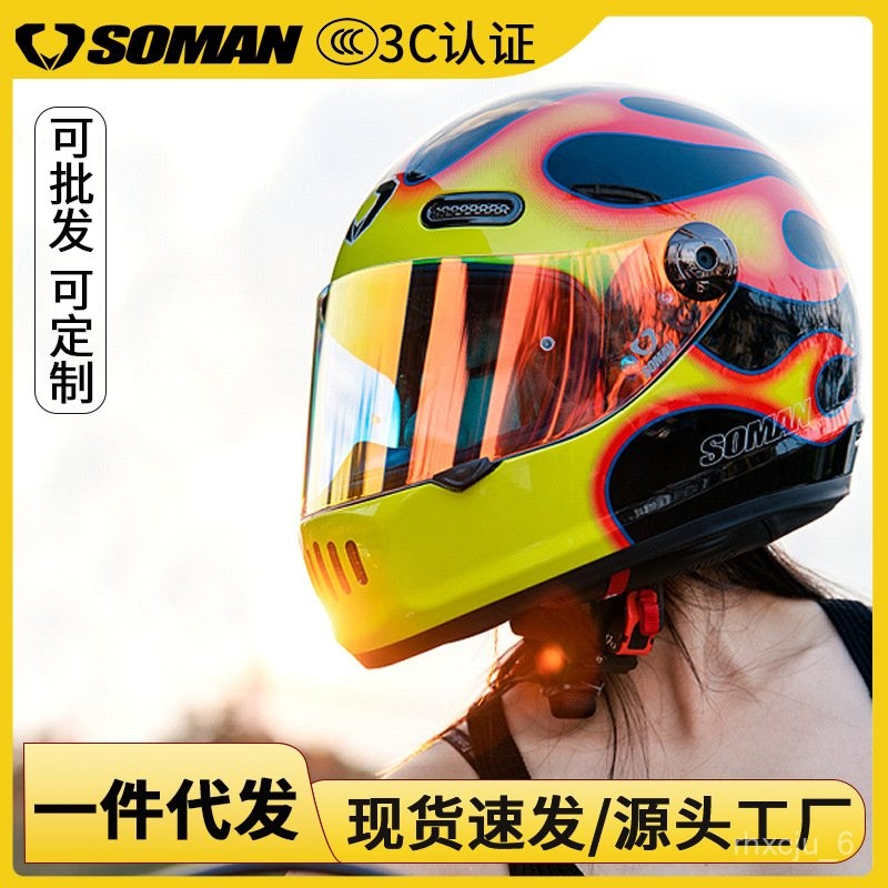 Contact seller/Delivery SOMAN Motorcycle Helmet Men's Retro Biker's ...