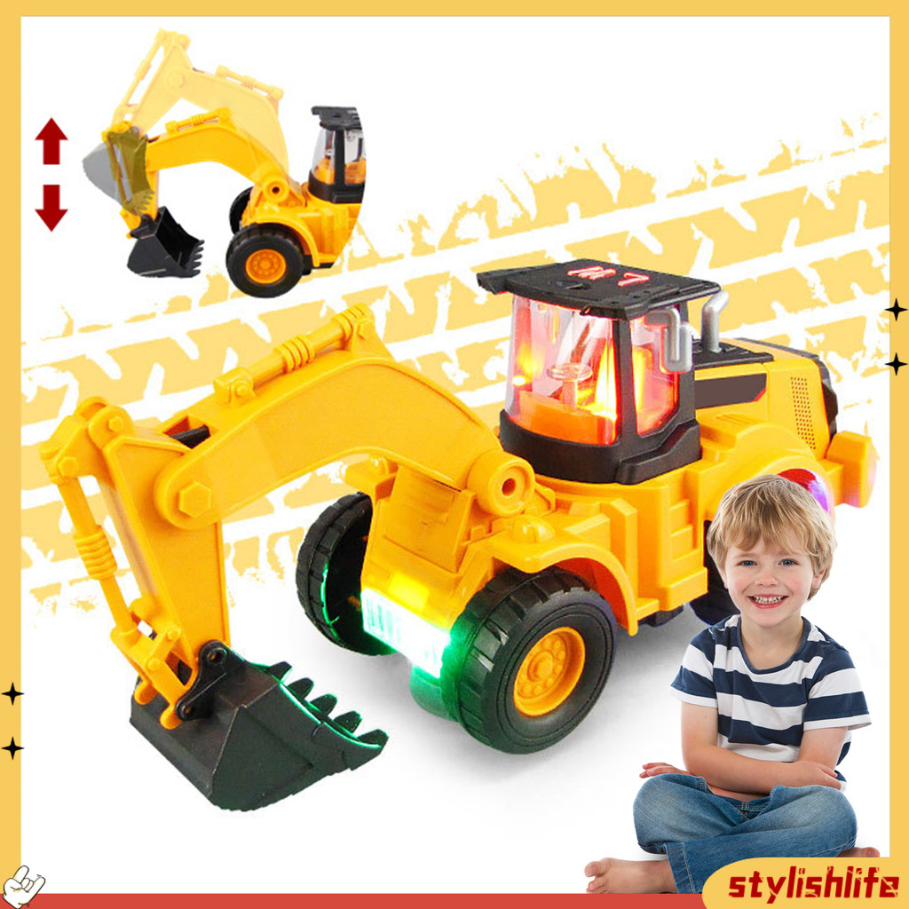 [stylishlife] Kids Excavator Toy Realistic Excavator Toy Electric ...