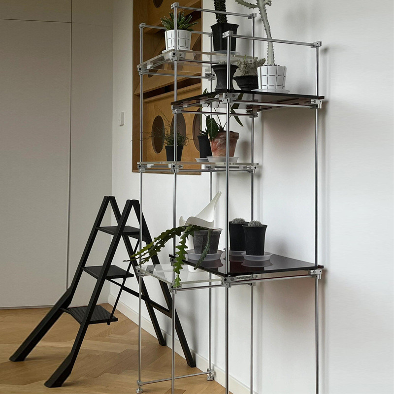 M/Floor Optical Axis Partition Multi-Layer Bookshelf Japanese Stainless ...