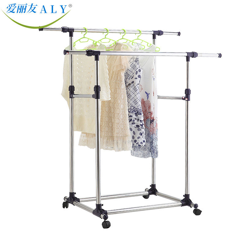 M/Parallel Bars Floor Clothes Drying Rack with Pulley Movable Indoor ...