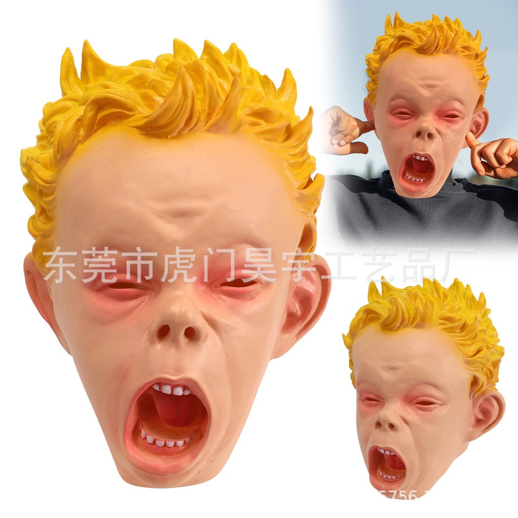 QM-48#Funny Dress up Crying Face Doll Mask Latex Kids Smiley Face ...