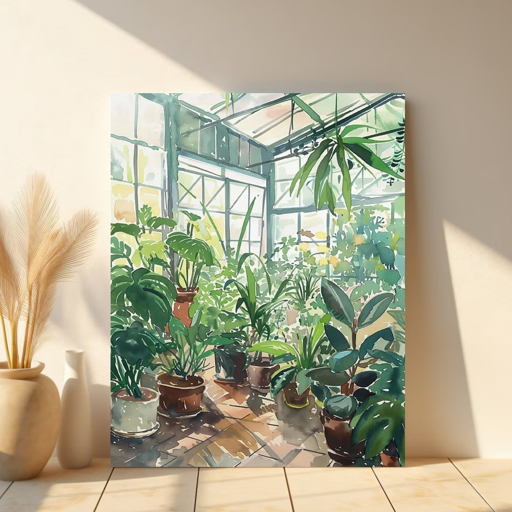 ACANDYL Paint By Numbers Kit, Green Plant Shop, 30x40cm, DIY Digital ...