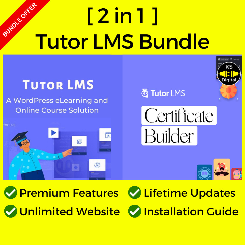 [2 in 1] Tutor LMS Pro + Tutor LMS Certificate Builder Addon WordPress ...