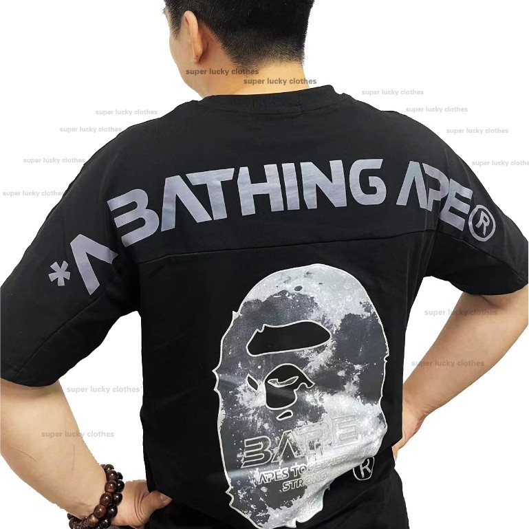 A Bathing Ape men and women T-shirts ape head moon letters loose bape ...
