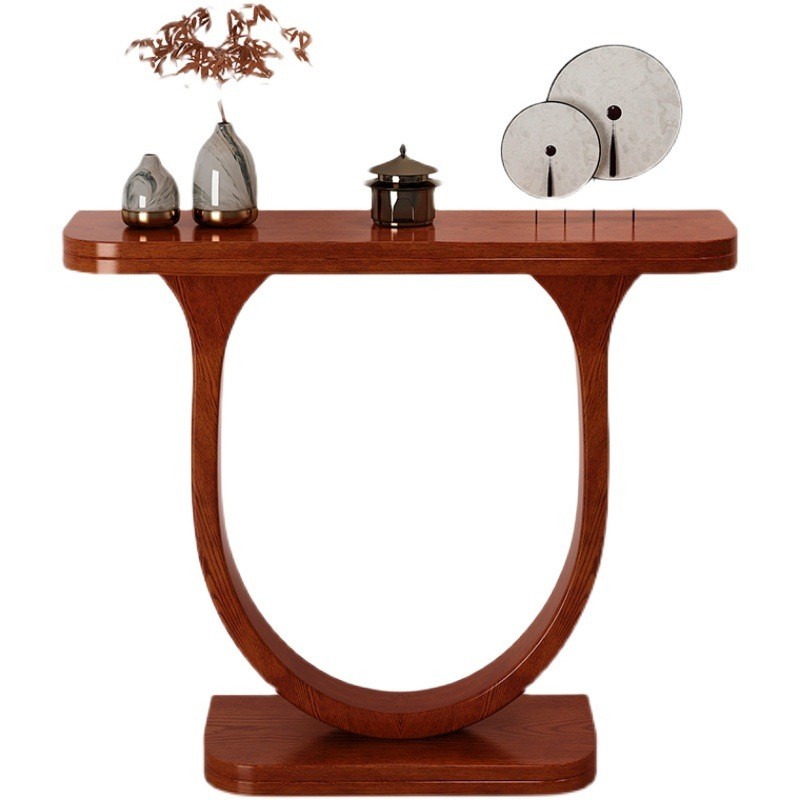 H-Y】Semi-Circular Solid Wood Entryway Table, Wall-Mounted Long Narrow ...