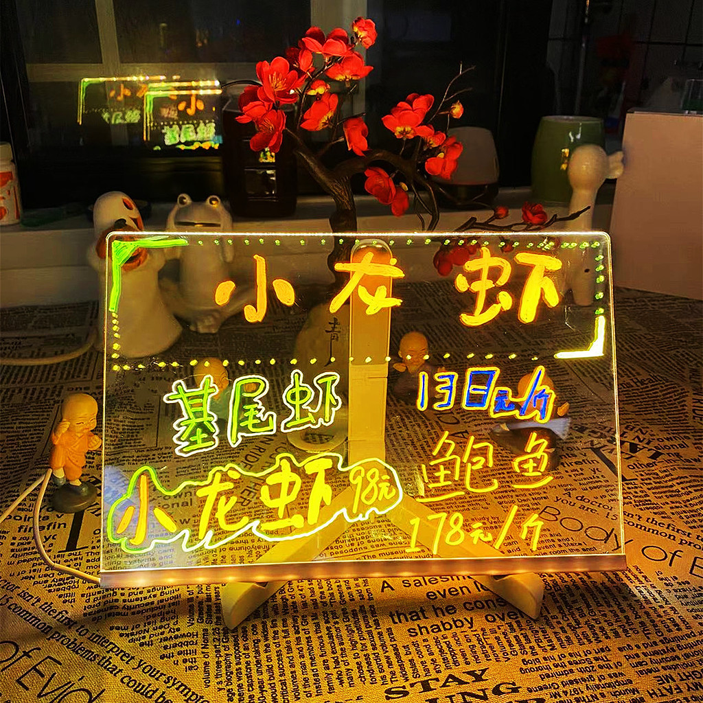 J-H/Stall Advertising Board Writable Foldable Stand Fluorescent Board ...