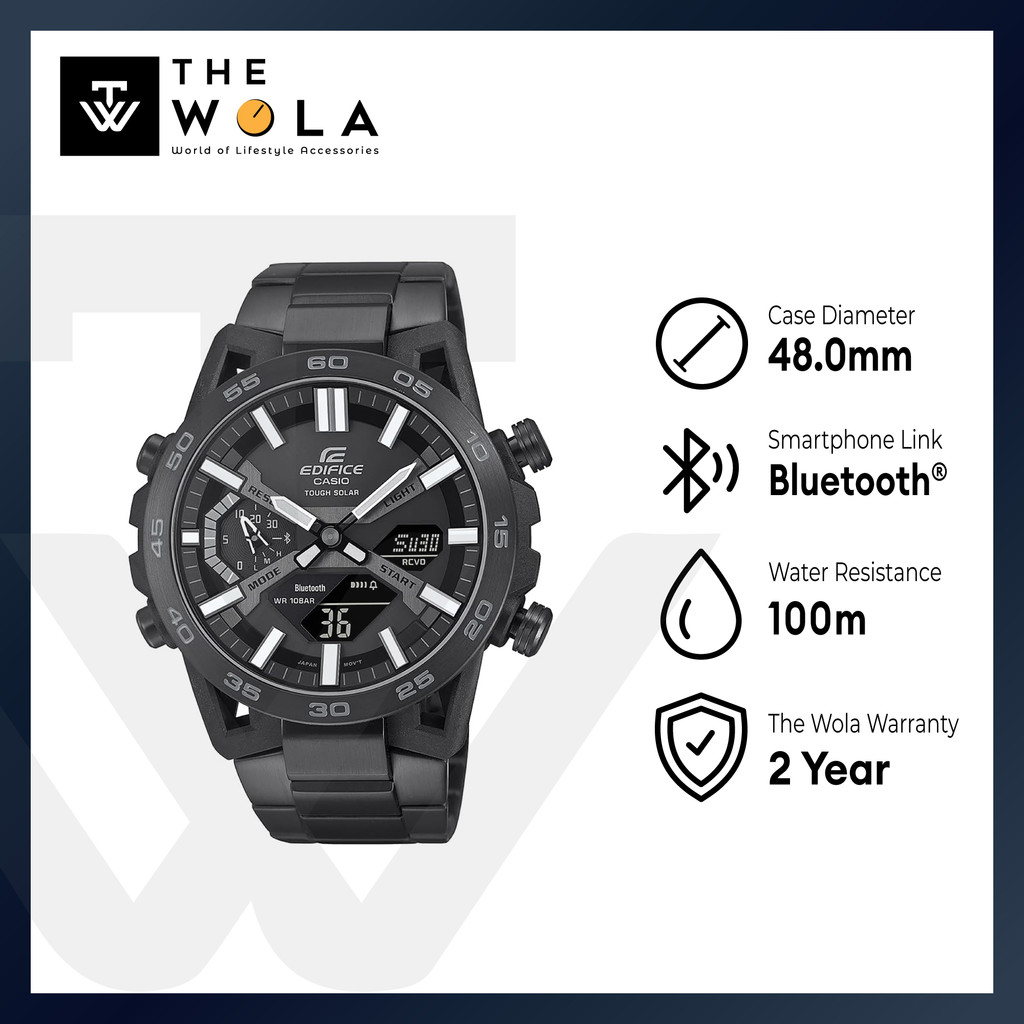 (2 Years Warranty) Casio Edifice ECB-2000DC-1B Men Analog-Digital Watch w. Bluetooth Black ...