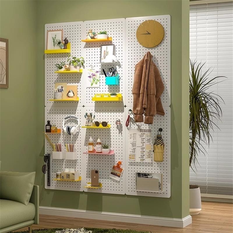 J-H/Perforated Board Storage Rack Round Hole Wall Shelf Gaming Room ...