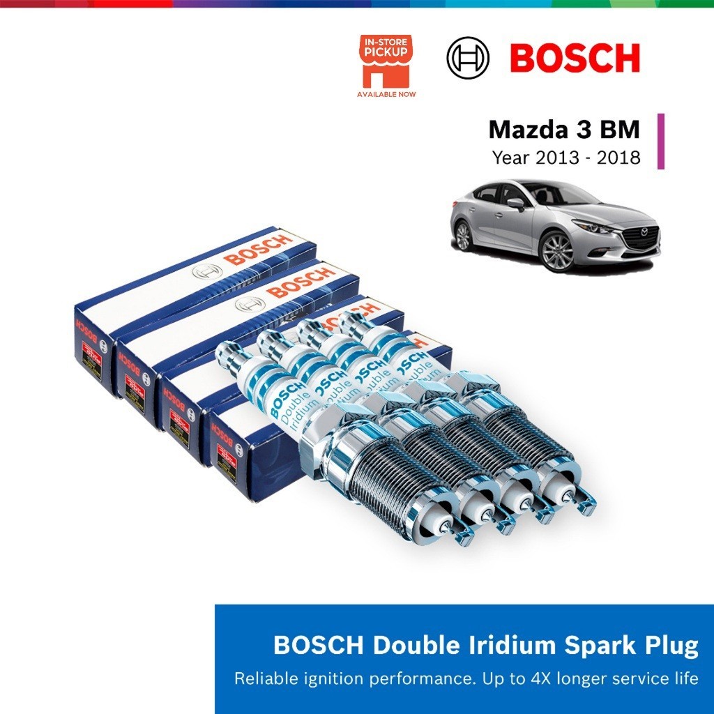 Bosch Double Iridium Spark Plug for Mazda 3 Sedan BM 3rd Gen (4 Pcs/Set ...