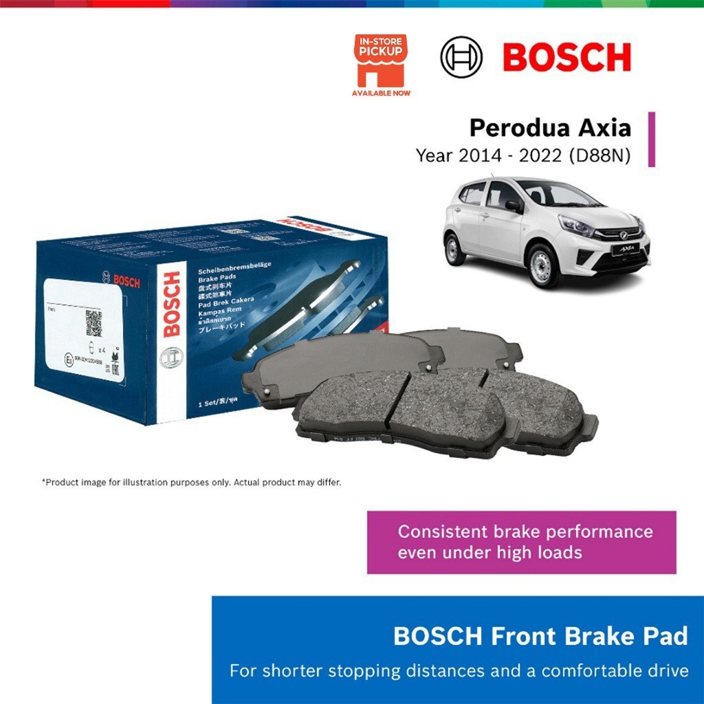 Bosch Front Brake Pads for Perodua Axia D88N (2014 - 2022) - 0986AB1070 ...
