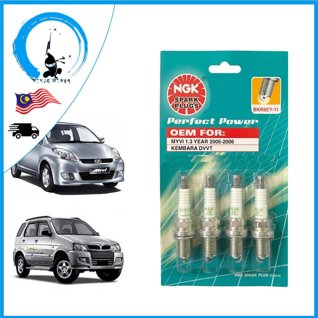 NGK SPARK PLUG PERODUA KEMBARA DVVT MYVI 1.3 2005-2006 (4PCS) (BKR6EY ...