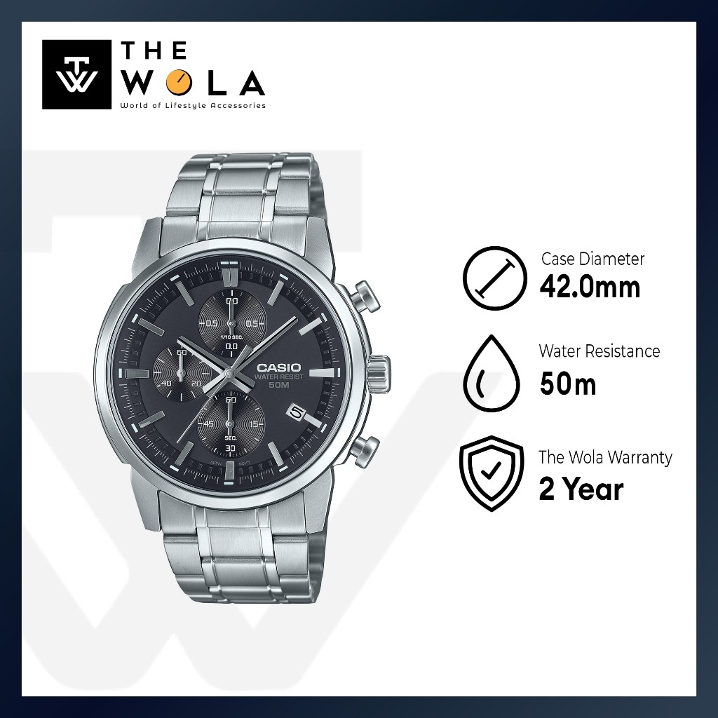 2 Years Warranty Casio Men Analog Watch Mtp E510d Series Silver Stainless Steel Strap Shopee