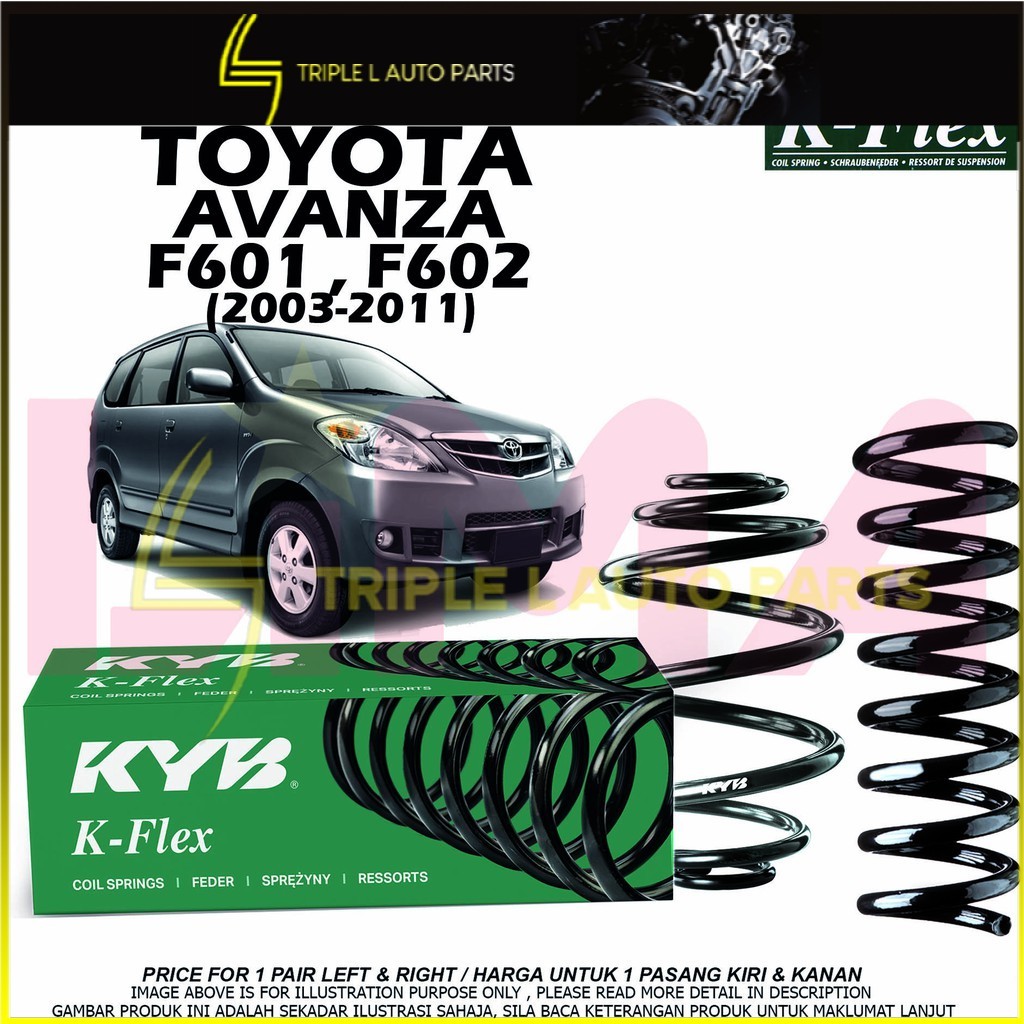 TOYOTA AVANZA F601 F602 FRONT / REAR COIL SPRING K-FLEX KAYABA KYB ...