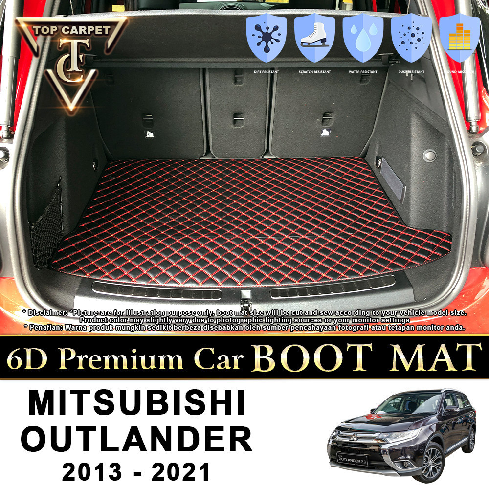 Top Carpet MITSUBISHI OUTLANDER ( 2013 – 2021 ) Car Boot Mat PU Leather ...