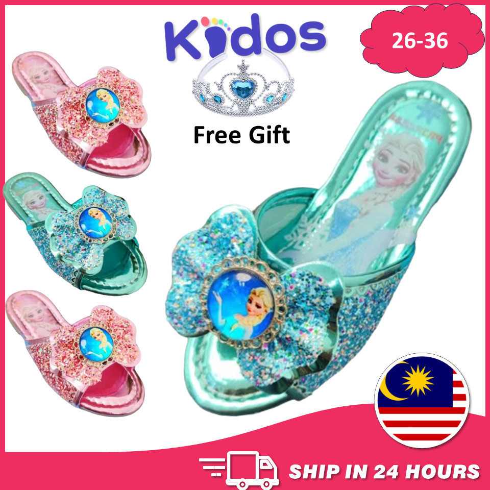 26-36 Frozen Elsa Shinning Princess for Kids Girls Kasut Raya Fashion ...