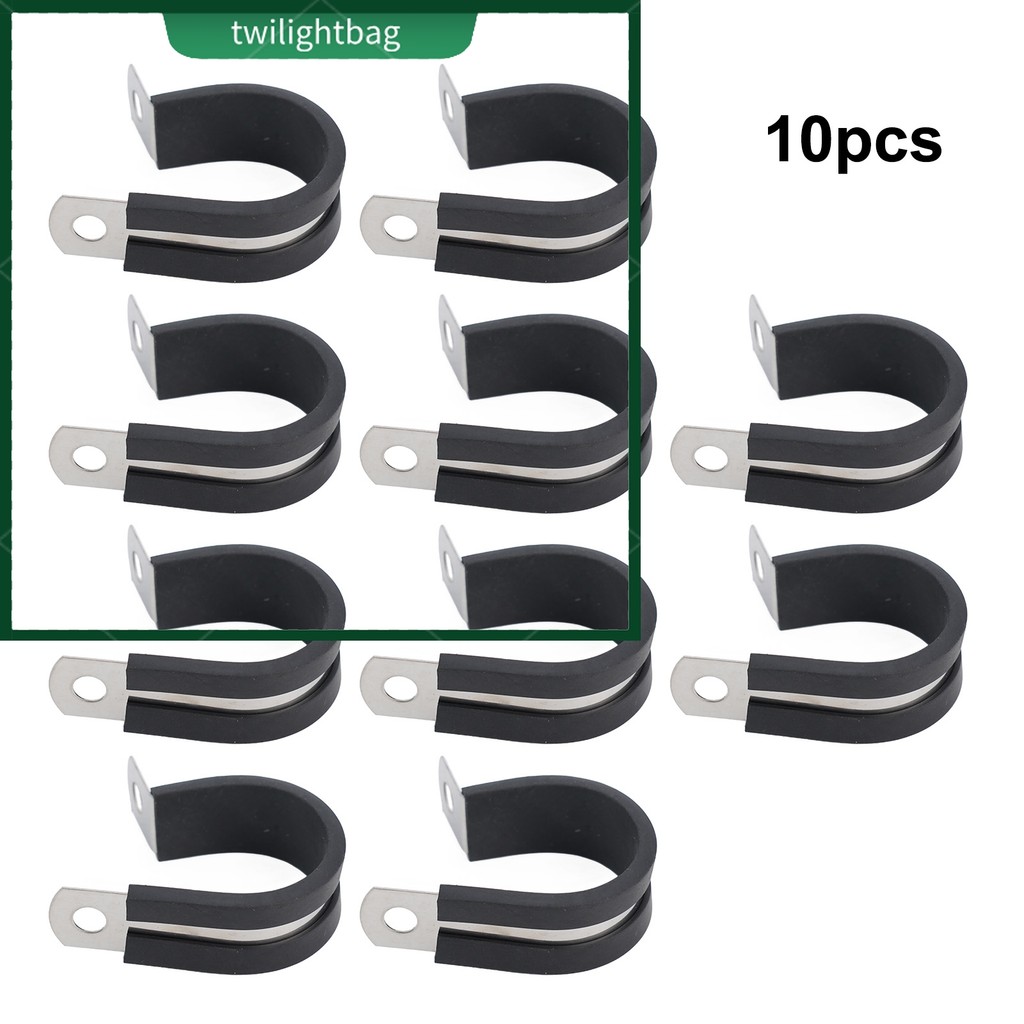 10pcs Stainless Steel Rubber Lined P Hose Pipe Clamps Cable Mounting ...