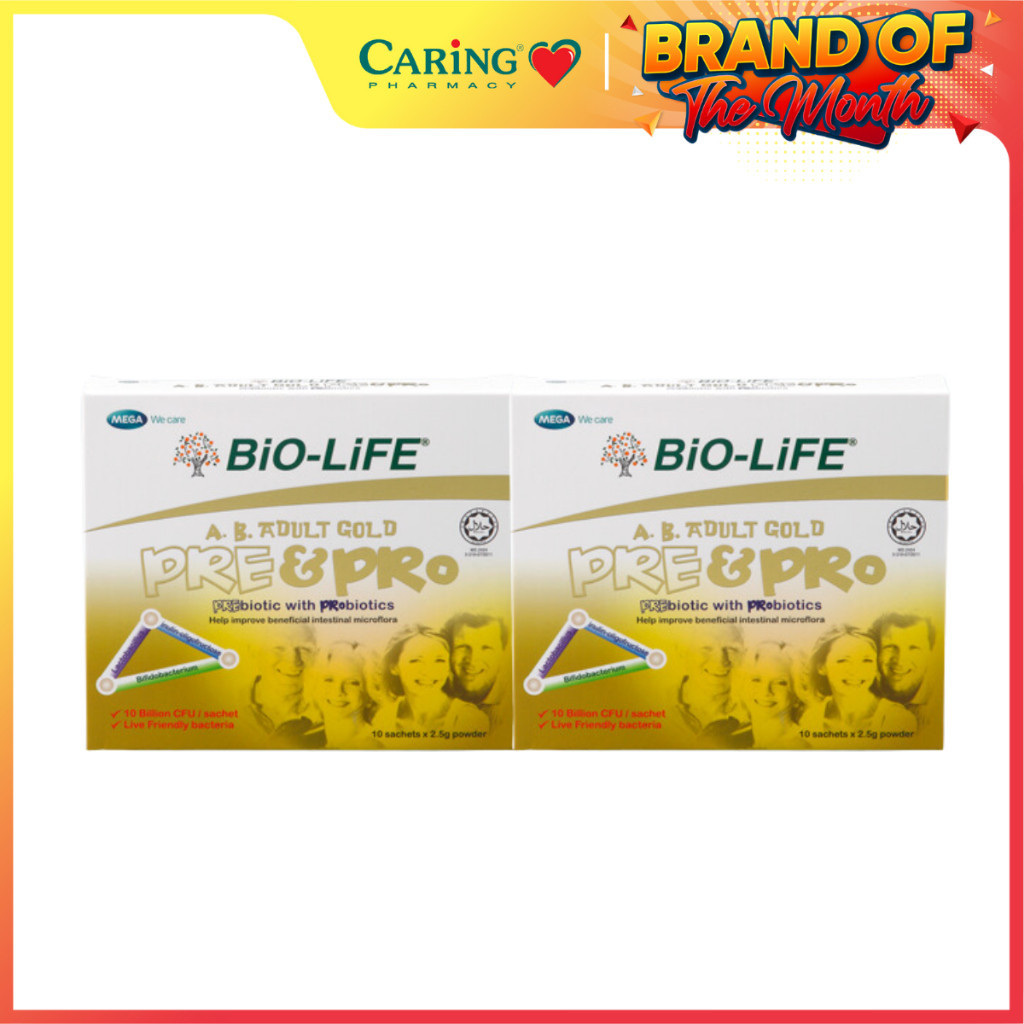 BIO-LIFE A.B. ADULT GOLD PRE&PRO PRE & PROBIOTICS SACHET 2.5G × 30S × 2 ...