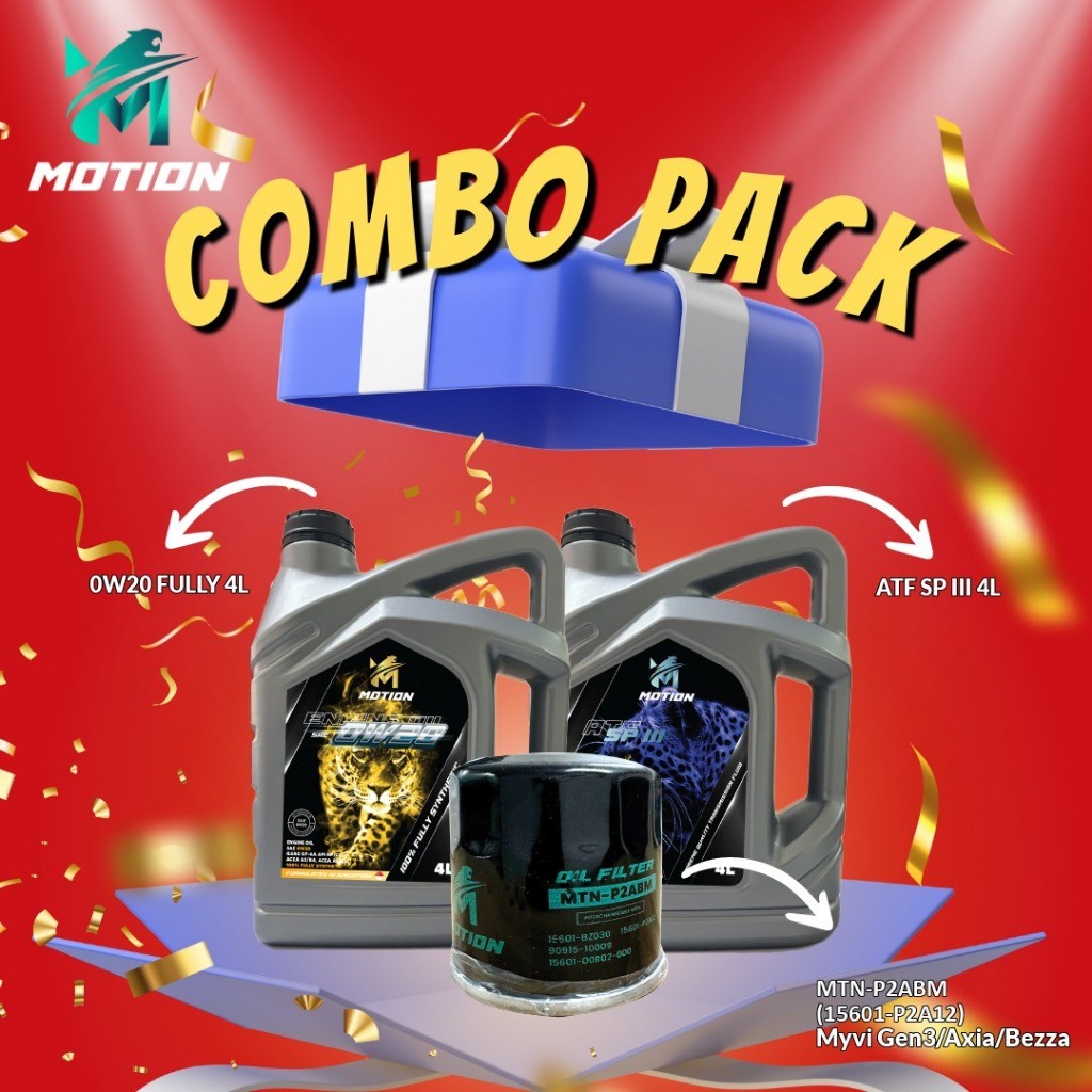 MOTION Combo Set Fully Engine Oil + ATF Gear Oil + Oil Filter (0W20 ...