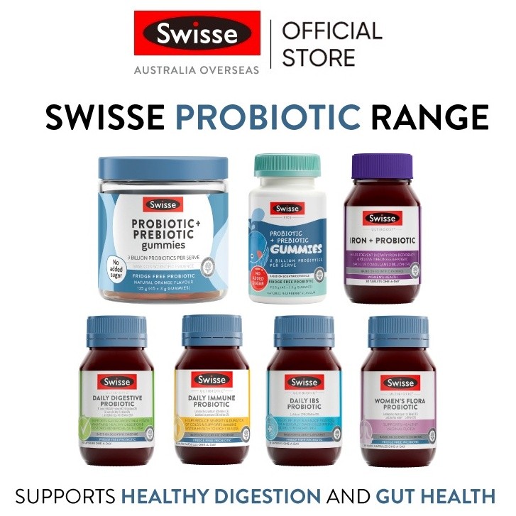 Swisse Daily Digestive Health Probiotic Range Suppement (IBS, Immune, Daily Digestive, Women's ...