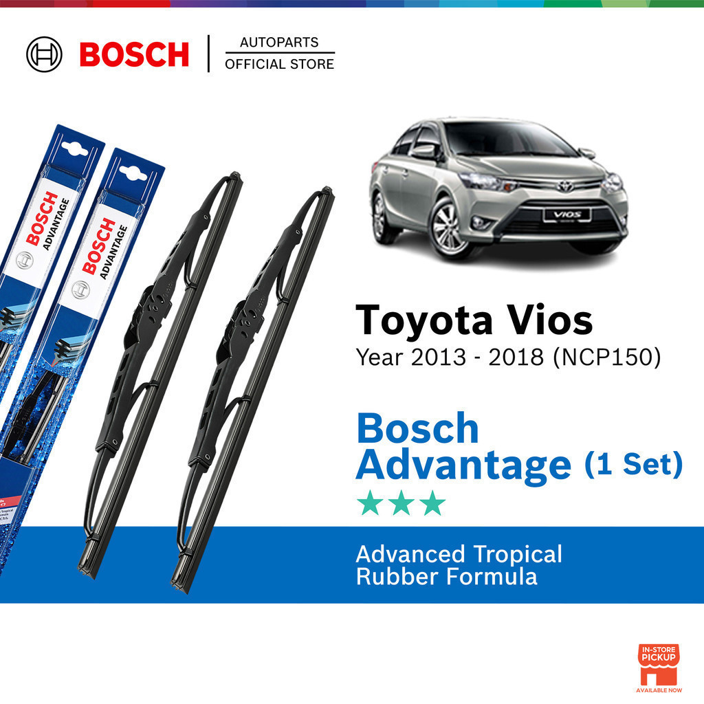 Bosch Advantage U Hook Wiper Set untuk Toyota Vios NCP150 (24"/14 ...