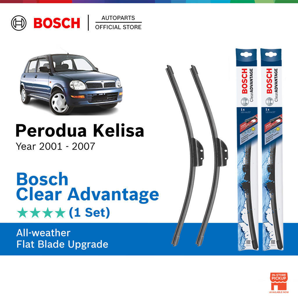 Bosch Clear Advantage U Hook Wiper Set untuk Perodua Kelisa (BCA18"/BCA16") | Shopee Malaysia
