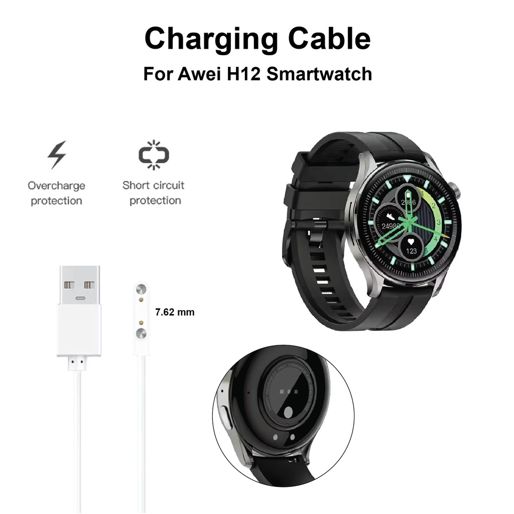 USB Charger For Awei H12 Smartwatch / Charging Cable / Pengecas Jam ...