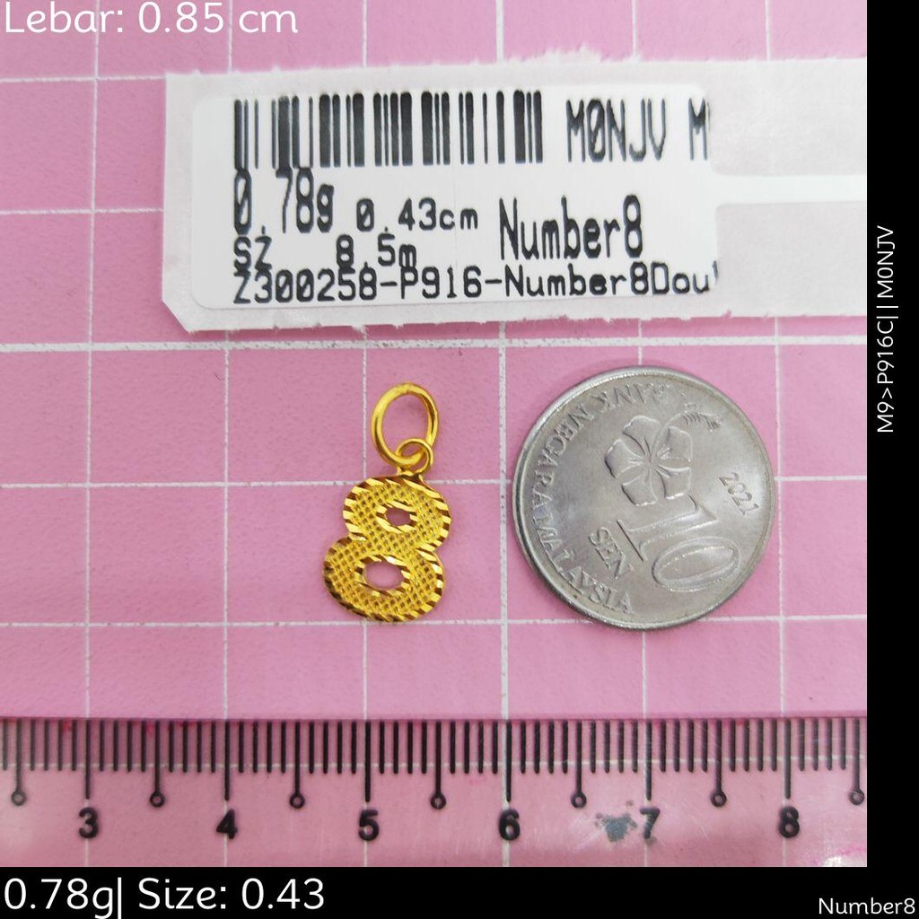 Emas916, Loket Number8 Double Side 0.9 cm Pd 300258 P623 0.43 | Shopee Malaysia
