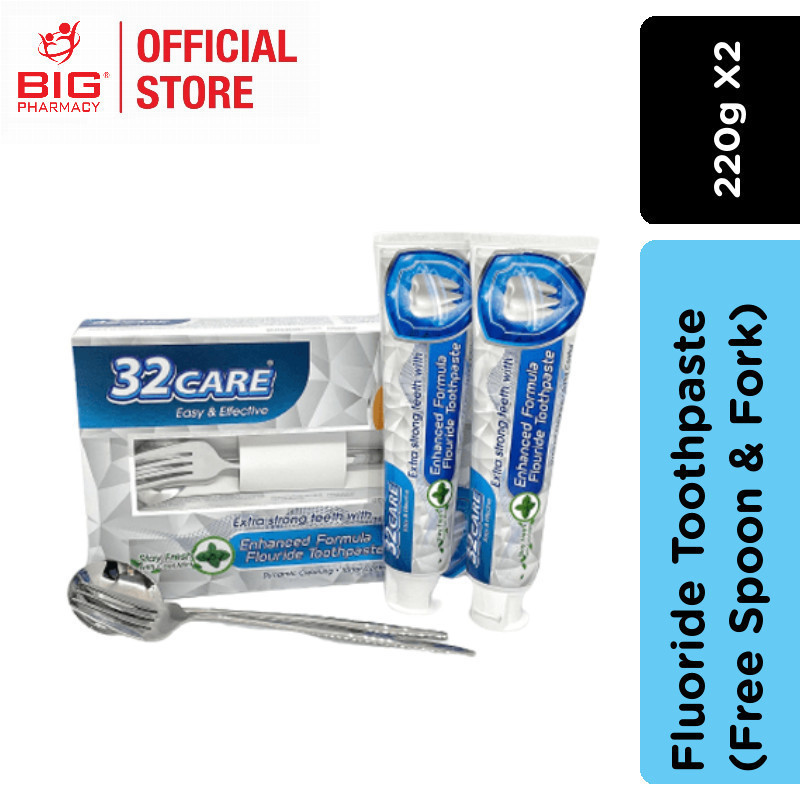 32care Fluoride Toothpaste 220g x 2 (Free Spoon & Fork) | Shopee Malaysia
