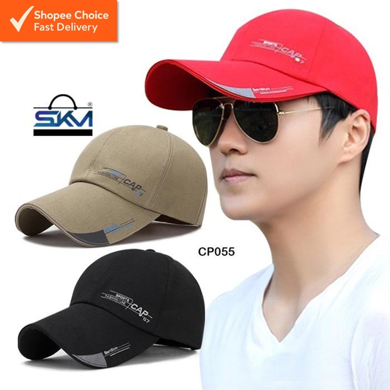 [Local] SKM Simple Pattern Baseball Outdoor Cap CP055 Black Navy Topi ...