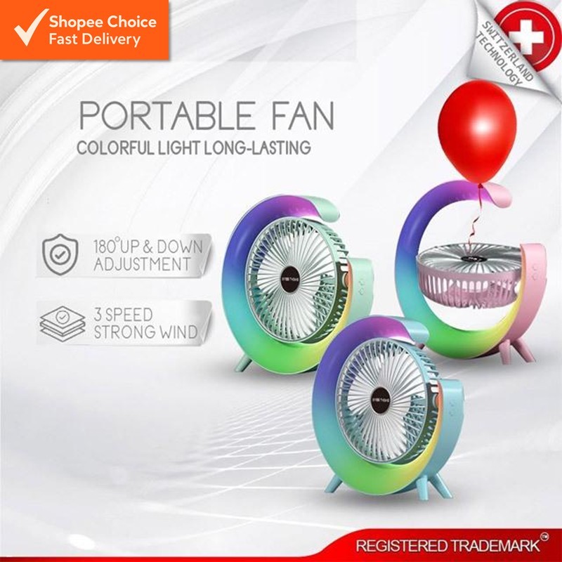 [Shopee Choice]Portable Desktop Fan Camping Fan USB Rechargeable 180 ...