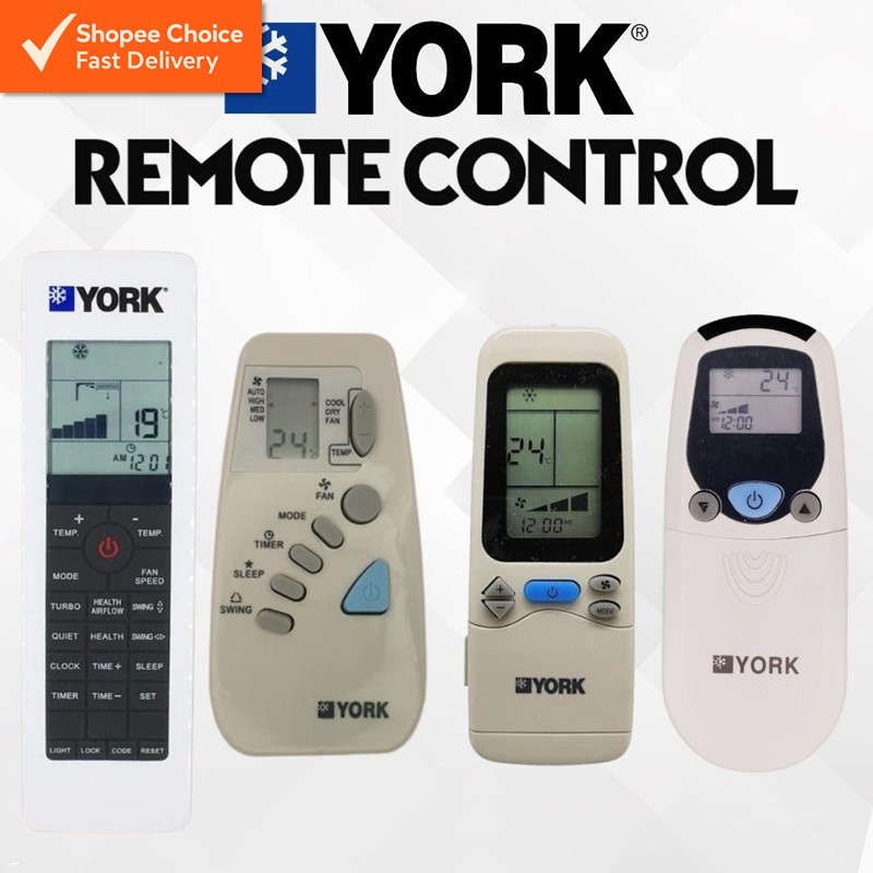 York Air Conditioner Remote Control - Easy Replacement Remote with LCD ...