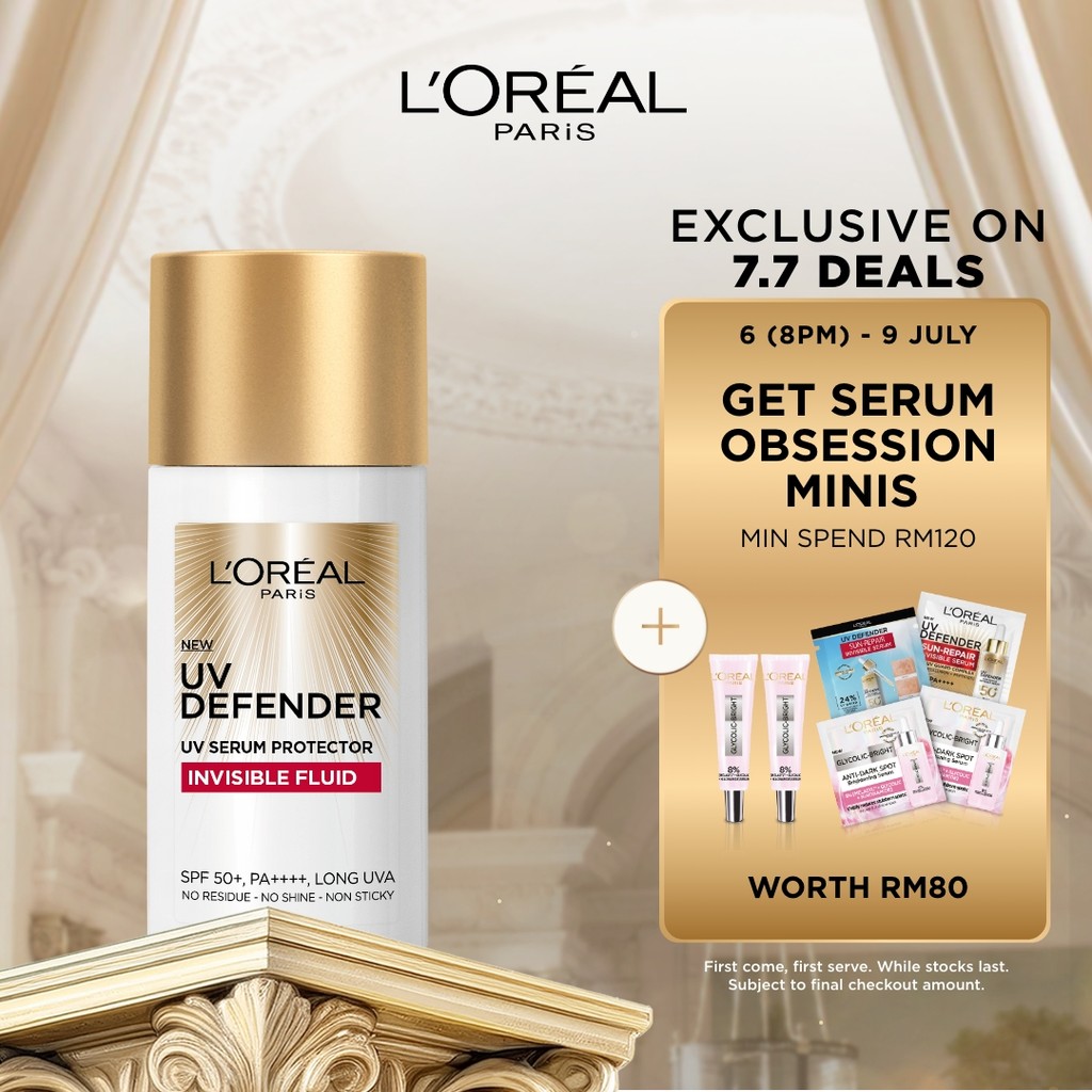 L’Oréal Paris UV Defender Invisible Fluid Resists Daily Sunscreen SPF50 ...