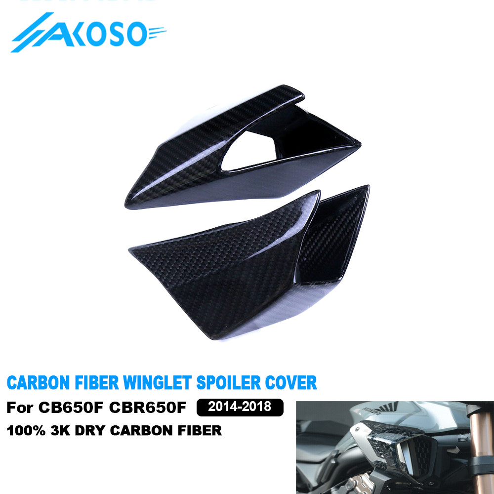 AKOSO Dry Carbon Fiber Motorcycle Fixed Wind Wing Flow Front Fairing ...