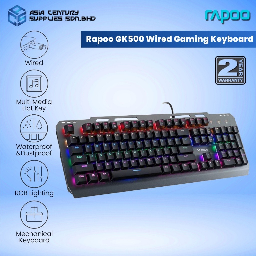 Rapoo GK500 Backlit Mechanical Gaming Keyboard US Black Color / Rapoo Gaming Keyboard | Shopee ...