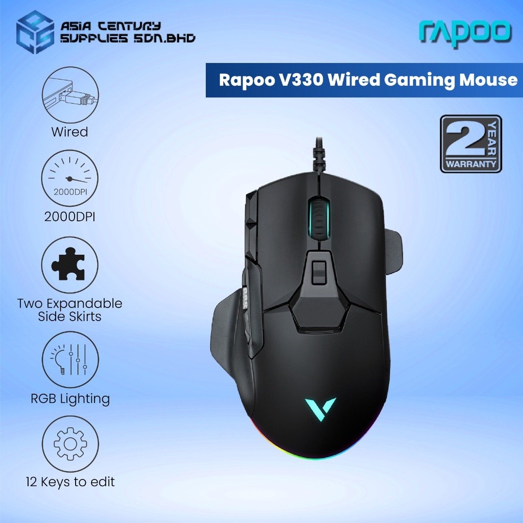 Rapoo V330 IR Optical Gaming Mouse Black / Rapoo Gaming Mouse / Rapoo ...