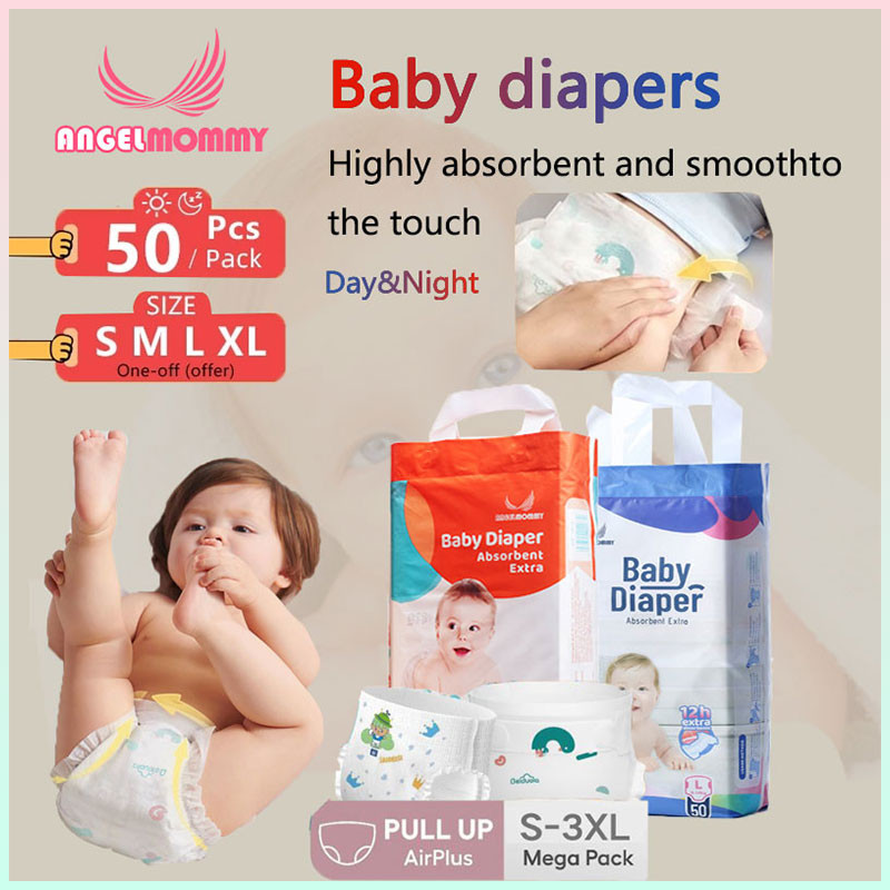 Angel Mommy Pants Super Premium Baby Diapers S M L XL XXL 3XL/50PCS ...