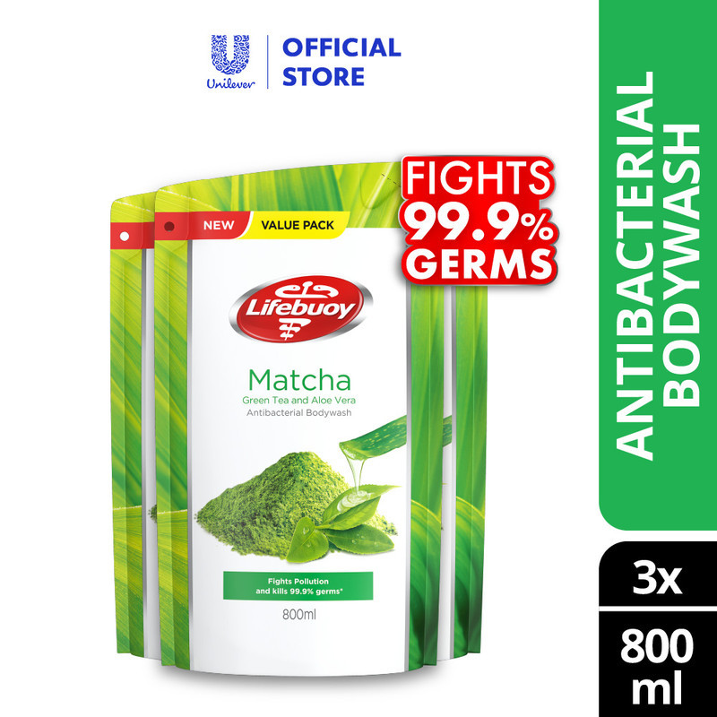 [Bundle of 3] Lifebuoy Matcha Green Tea Antibacterial Shower Gel Refill ...