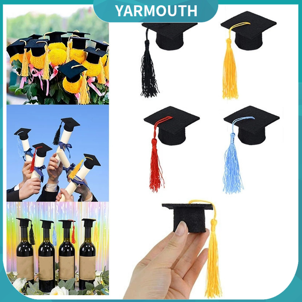 YYR-20Pcs Felt Mini Graduation Bachelor Hat with Tassels Celebrations ...