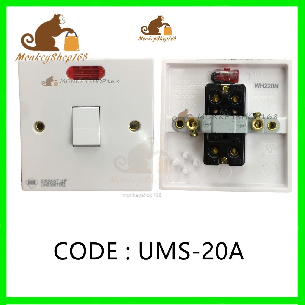 UMS Wall Switch 20A Water Heater Aircond With Neon Electrical Household (SIRIM) | Shopee Malaysia