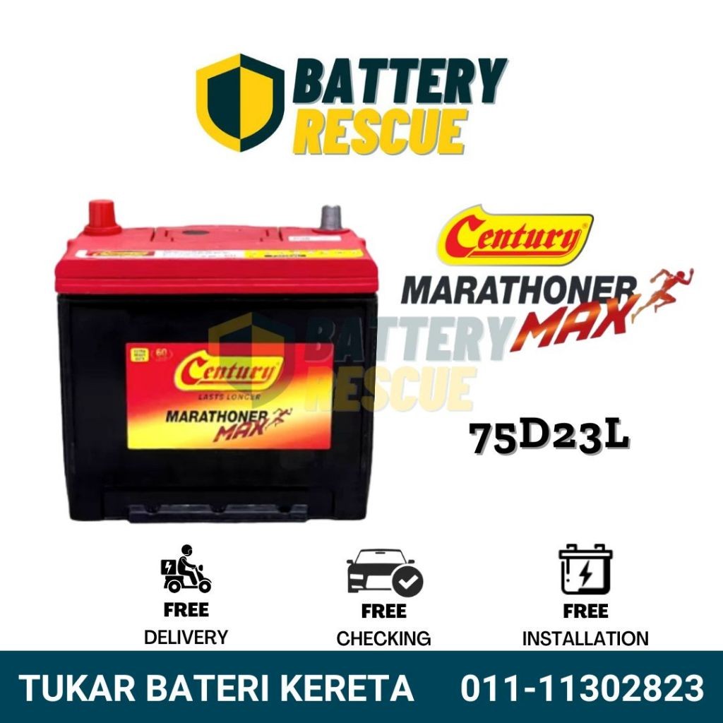 [Installation Available] 75D23L | Century Marathoner Max Car Battery Bateri Kereta | Preve ...