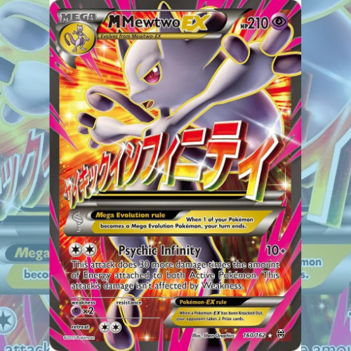 Mega ex M Mewtwo EX #160 tcg ptcg pokemon card free top loader and ...