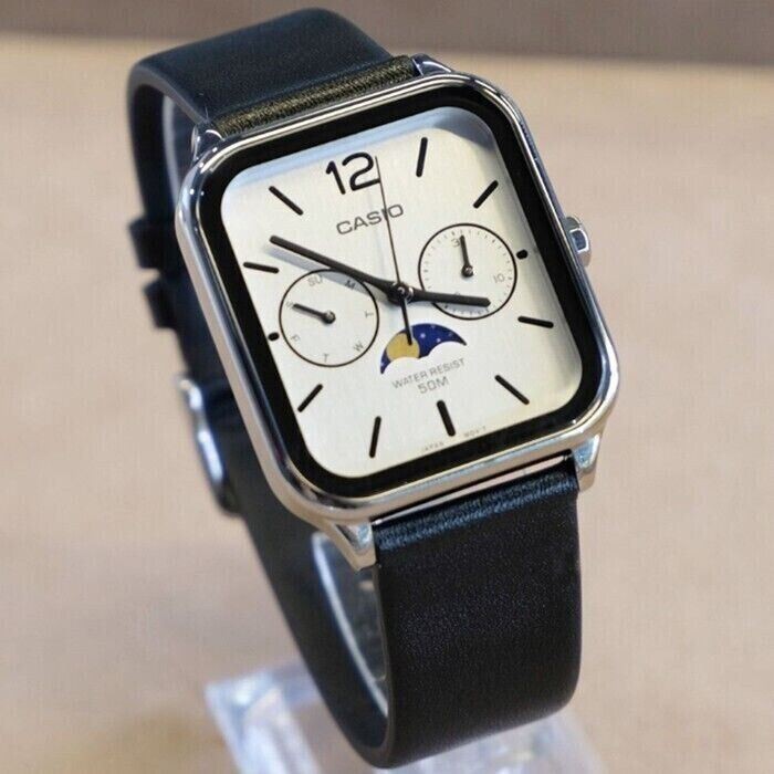 Casio MTP-M305L-7A White Analog Moon Phase Classic Lunar Design Men's ...