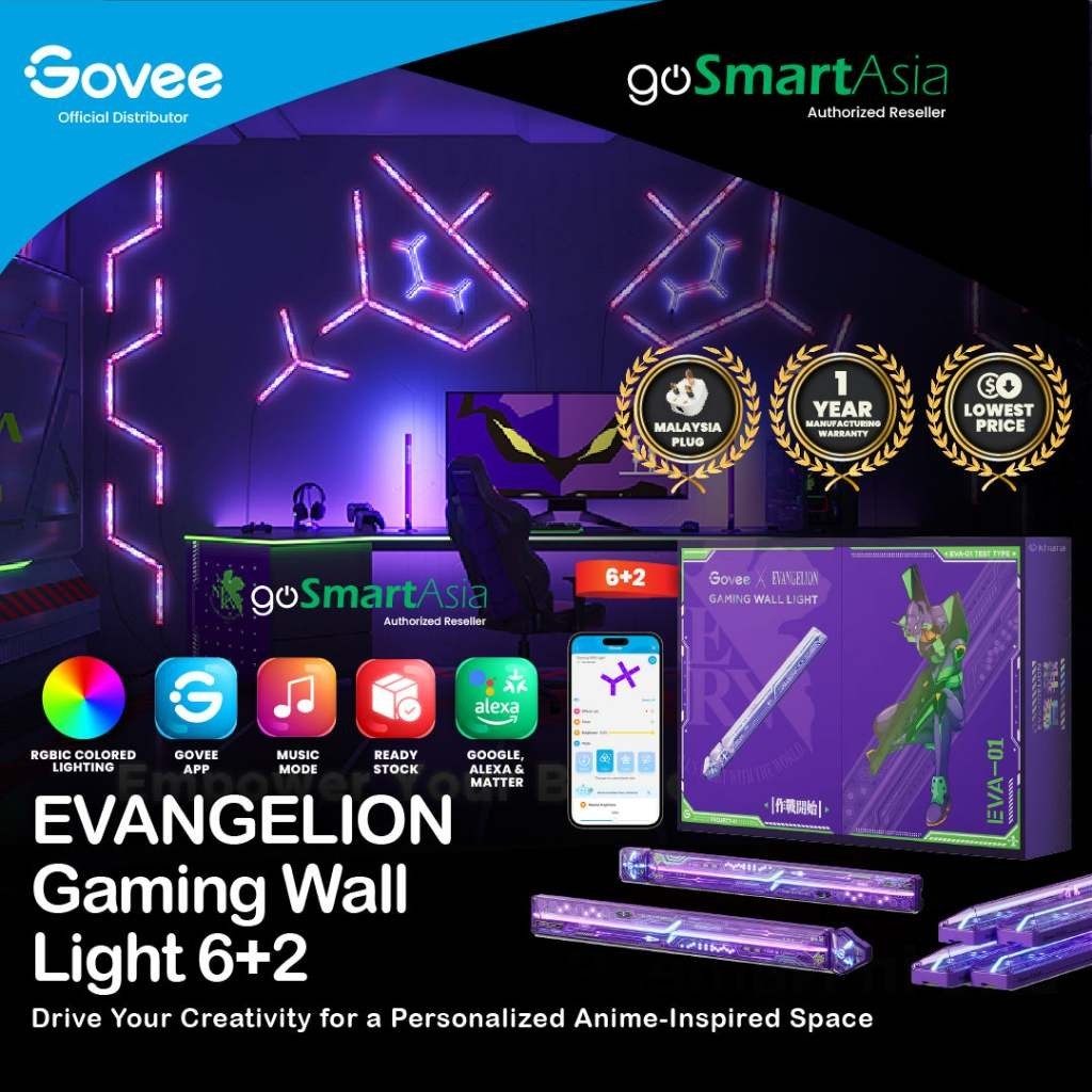 goSmart Asia Govee x EVANGELION Gaming Wall Light (6+2) Neon Light ...