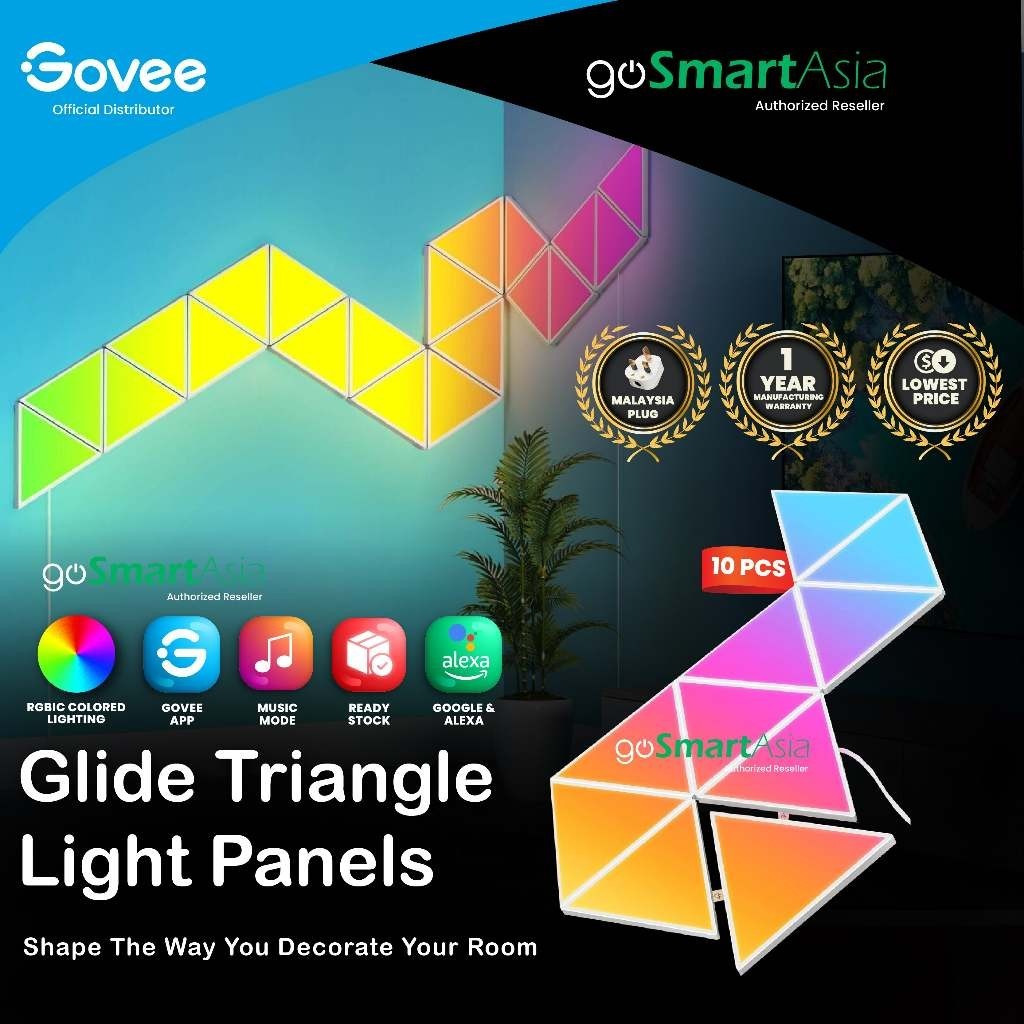 goSmart Asia Govee Glide Triangle 10 Pcs Light Panel Gaming Light Smart ...
