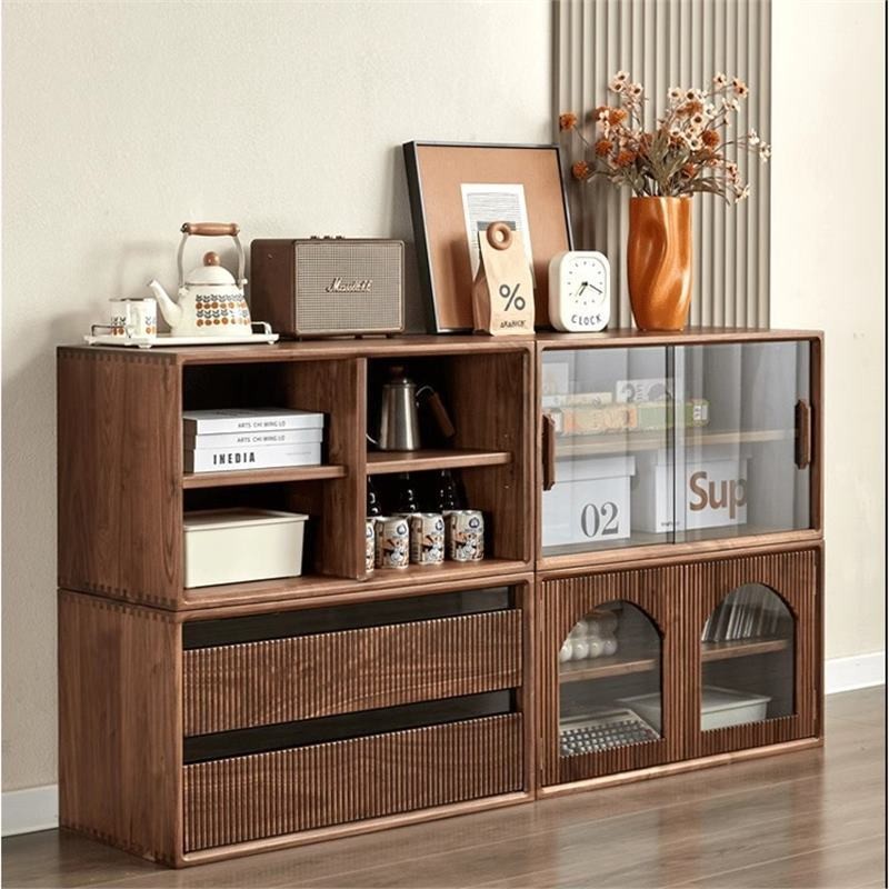 JY-8/Solid Wood Bookcase Black Walnut Free Combination Display Cabinet ...