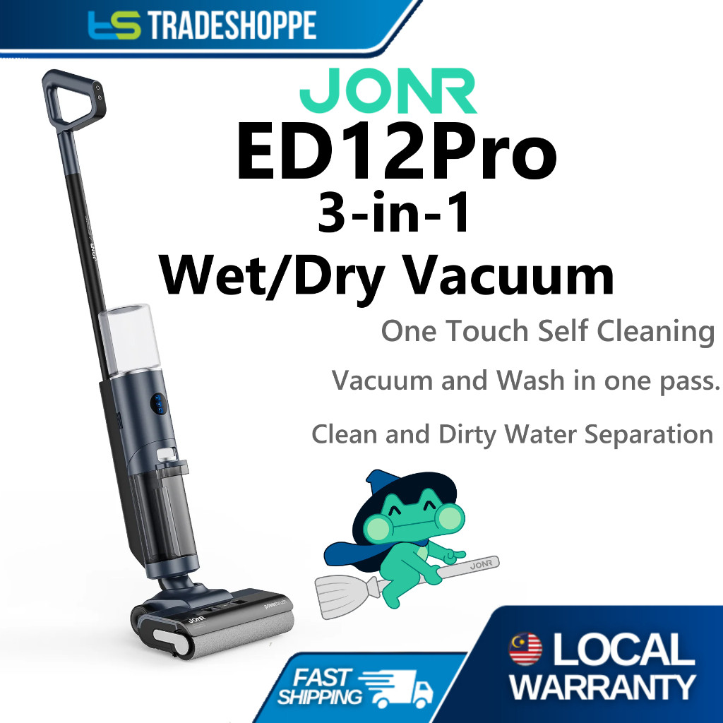 JONR ED12 Pro Cordless Wet Dry Vacuum Cleaner with Hot Air Drying Electric Floor Scrubber ...