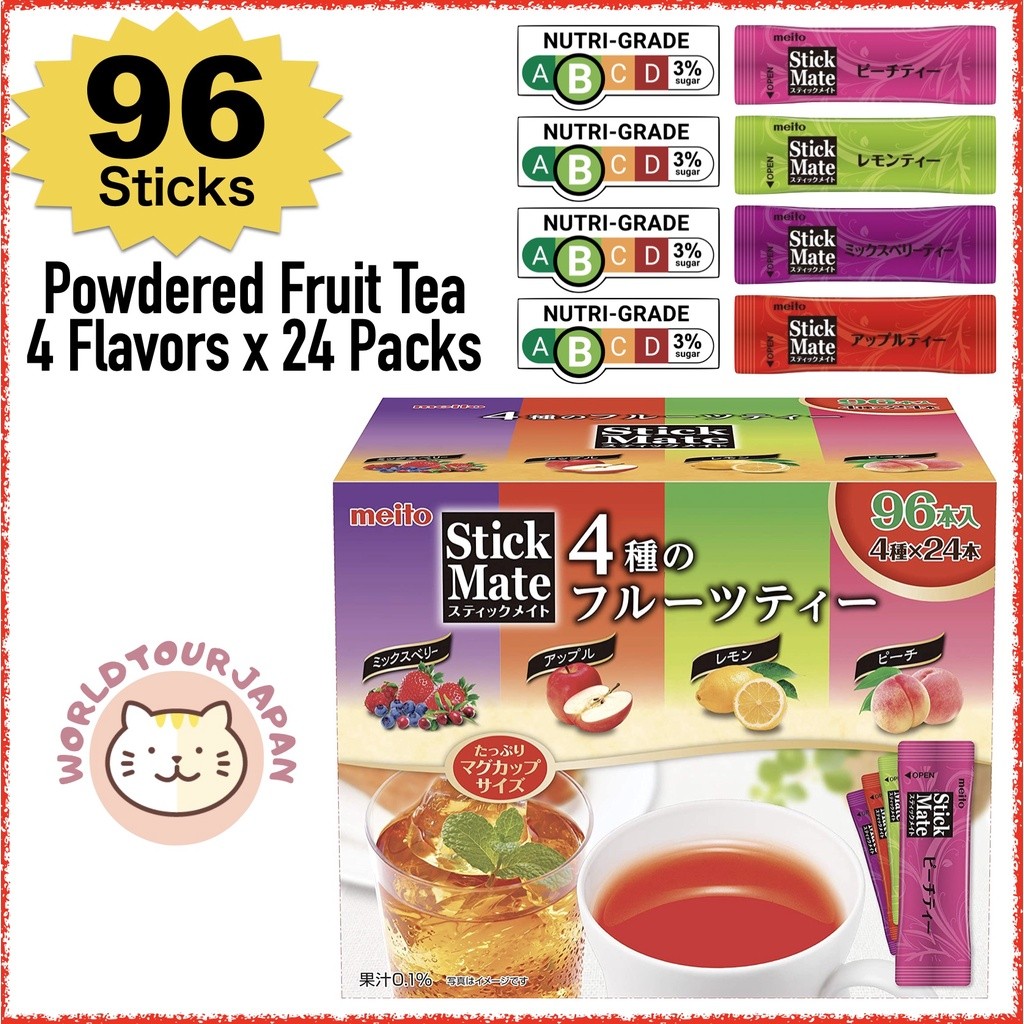 MEITO StickMate Fruit Assort Set 96 packs / 4 types x 24 packs / Powder ...