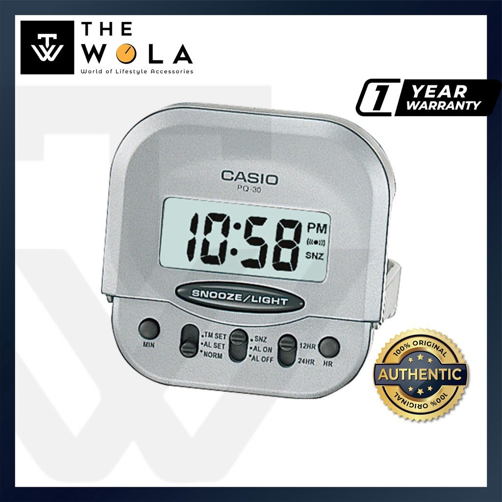 (2 Years Warranty) Casio Digital Alarm Clock PQ-30-8 Grey Color for ...