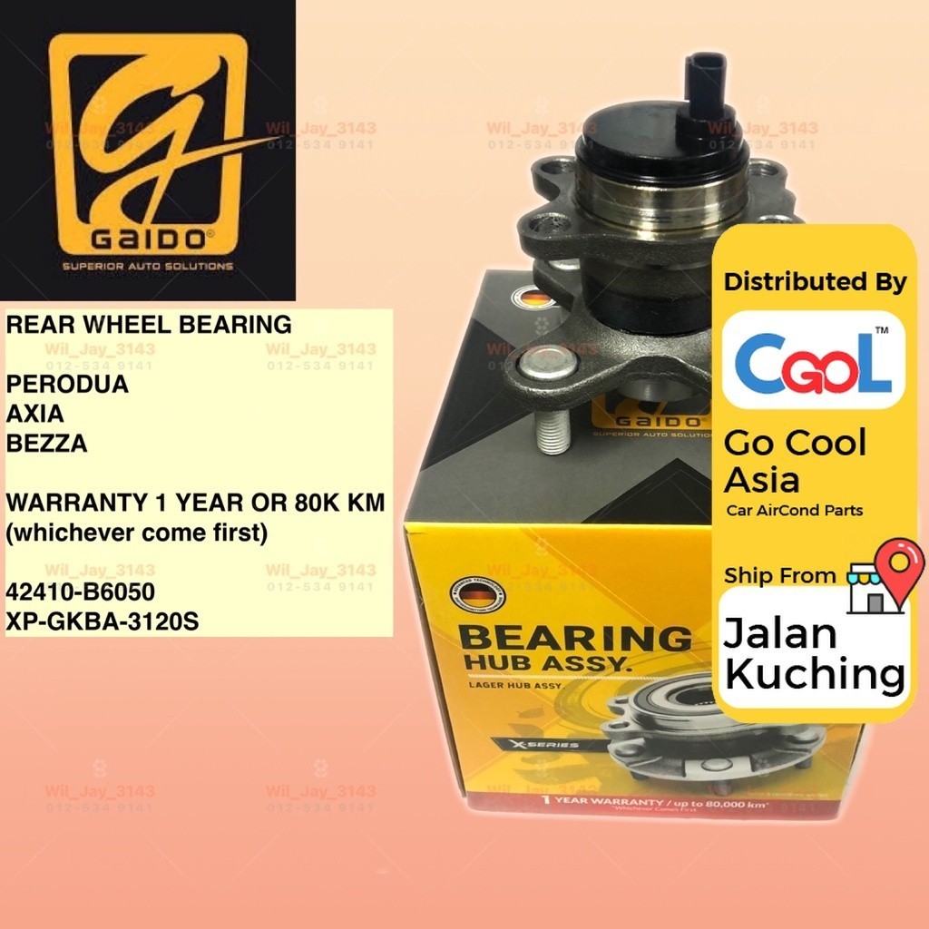 XP-GKBA-3120 S RW AXIA, BEZZA REAR WHEEL BEARING ABS GAIDO ,WARRANTY 1 YEAR OR MILEAGE 80'000 KM ...