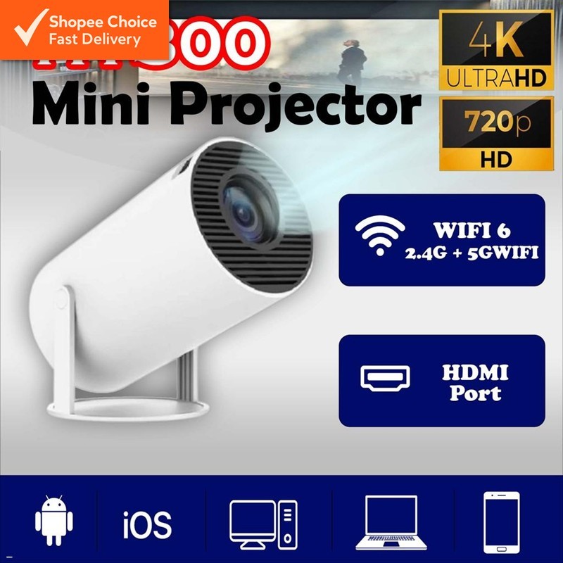 HY300 Mini Projector | Wireless WiFi 6 & Bluetooth | Android 11 LED ...